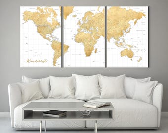 3 panel world map | Etsy