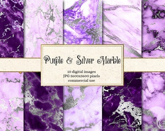 Purple and Gold Marble Digital Paper purple marble textures