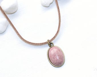 Pink stone necklace | Etsy