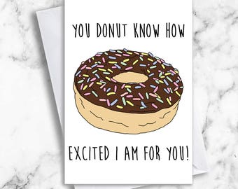 Funny Thank You Card Donut Pun Card Thank you note greeting