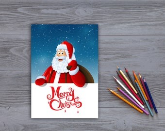 Santa claus card | Etsy