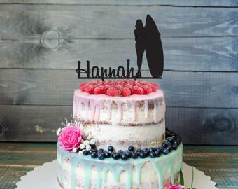 Surfing cake topper | Etsy