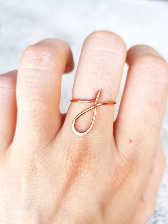 Initial J Ring Rose Gold Letter Ring Personalized initial ring