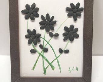 Pebble art flowers | Etsy