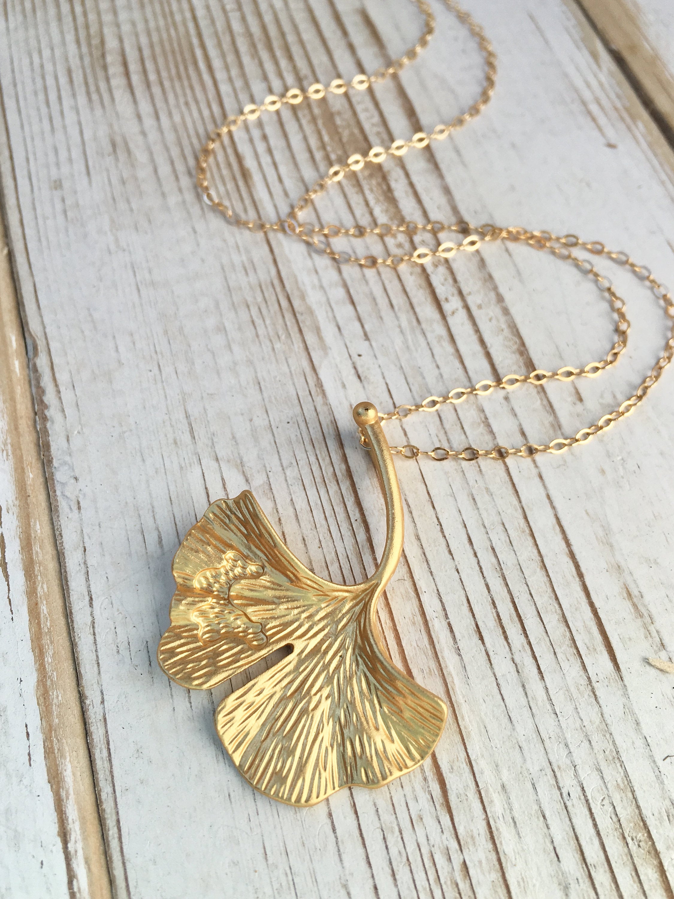 Ginkgo Leaf Necklace Gold Ginkgo Leaf Pendant Gift for Her