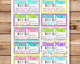 Personalized School Money Printable Stickers School Labels