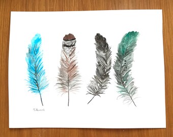 Feather painting | Etsy