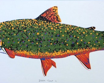 Brook trout print | Etsy