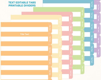 Binder Dividers Printable Binder Dividers Editable Rainbow