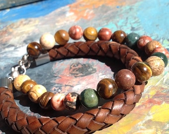 Mens stone bracelet | Etsy