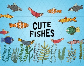 Sea animals clipart | Etsy