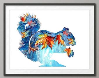 Herald Chipmunk Art Print of Original Watercolor Painting