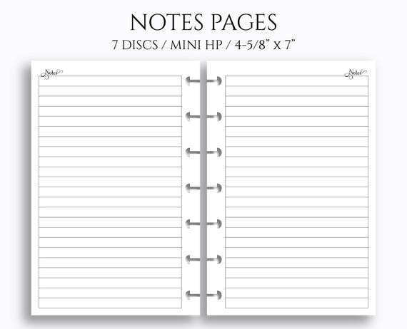 Notes Pages Lined Paper Planner Inserts 4.625 x