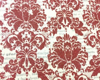 Red damask fabric | Etsy