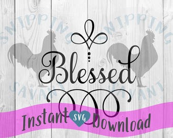 Blessed script svg | Etsy
