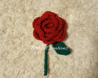 Crochet red rose | Etsy