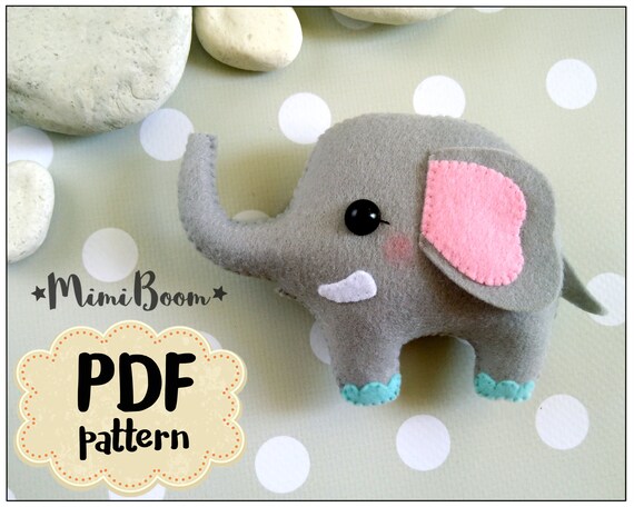 Felt elephant pattern Felt sewing elephant PDF tutorial DIY
