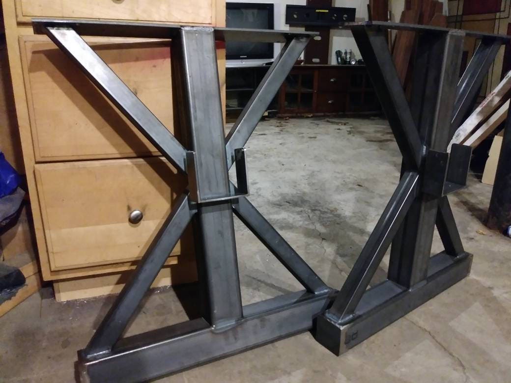 Metal Table Legs,Trestle Style Table Legs With Bracket For Wood Beam ...