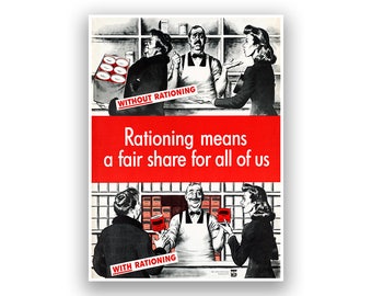 Reprint of a WW2 Food Rationing Chart Poster
