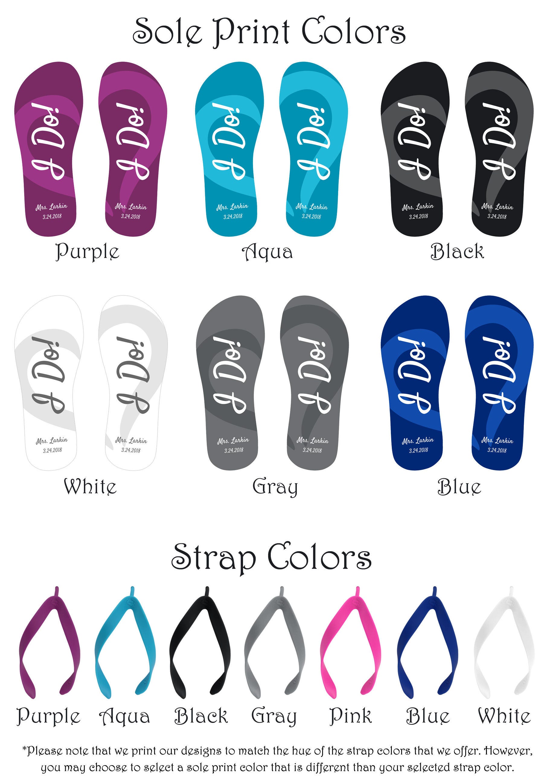 I DO Flip Flops Personalized Printing - Date and Name - Black Rubber ...