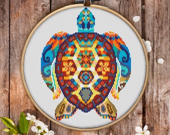 Turtle cross stitch | Etsy