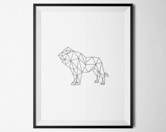 Geometric lion | Etsy