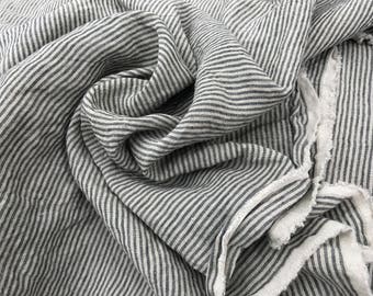 Striped linen fabric | Etsy