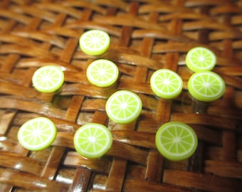 10pcs 3cm Resin lemon slices charm with hole Fruits slices