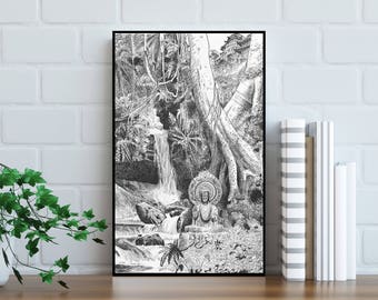 Buddha drawing | Etsy