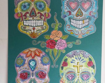 Sugar skull painting | Etsy
