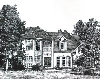 Commission an Original Ink House Drawing Architectural