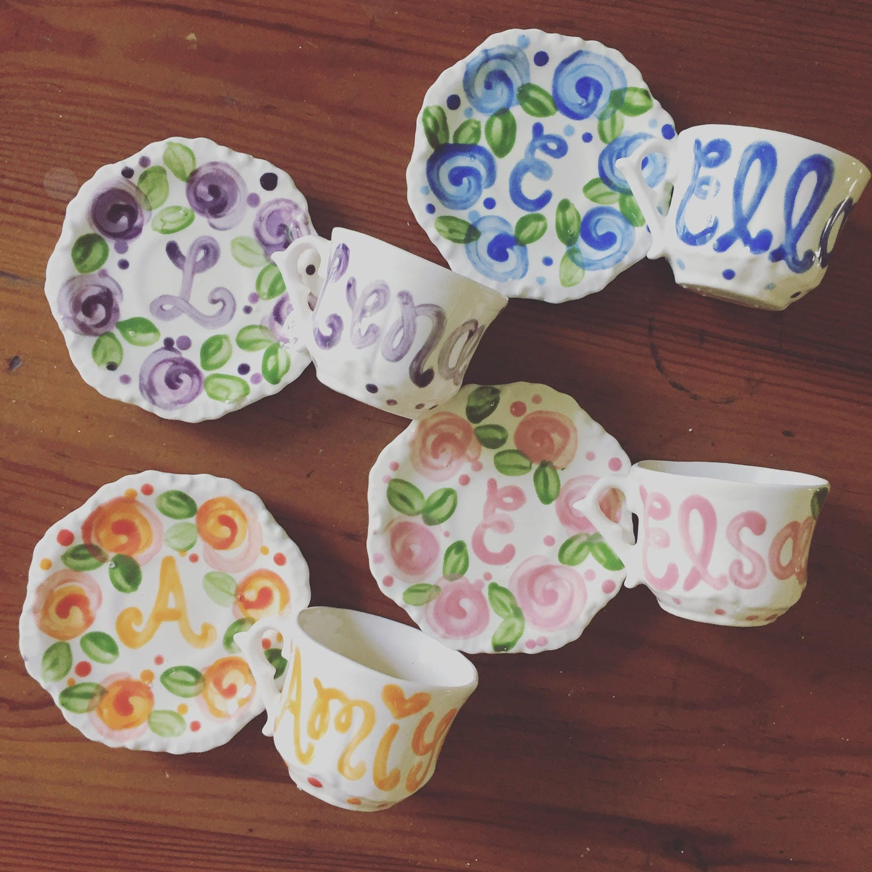 Tea Party Favors // Personalized Tea Cups Handpainted..