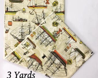 Nautical fabric by the yard | Etsy