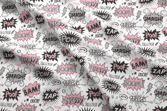 Comic Book Fabric Superhero Comic Pop Art Speech Bubbles