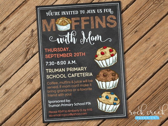 Muffins with Mom Invitation, Preschool, Daycare, Elementary School ...