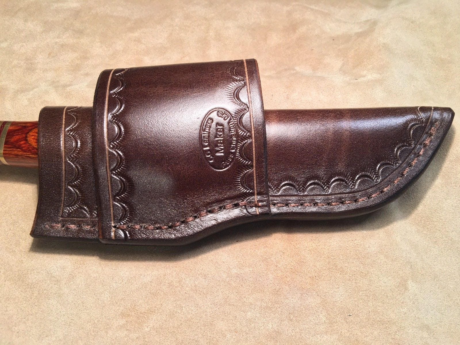 Custom Made Leather Knife Sheath cross draw for a buck 103