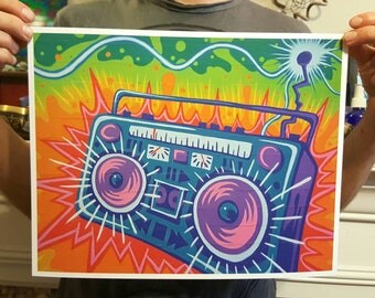 Boombox art | Etsy
