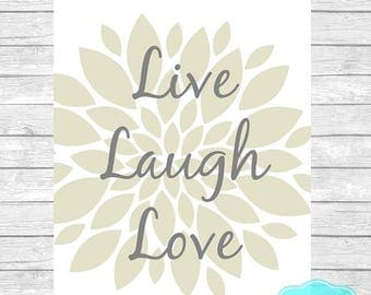 Live Laugh Love Digital PRINTABLE Files Instant Download Brown