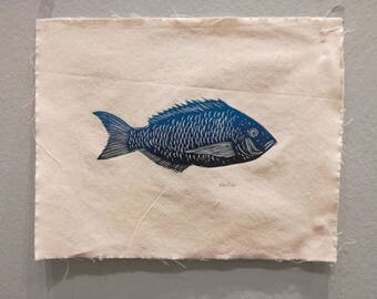 Fish linocut | Etsy