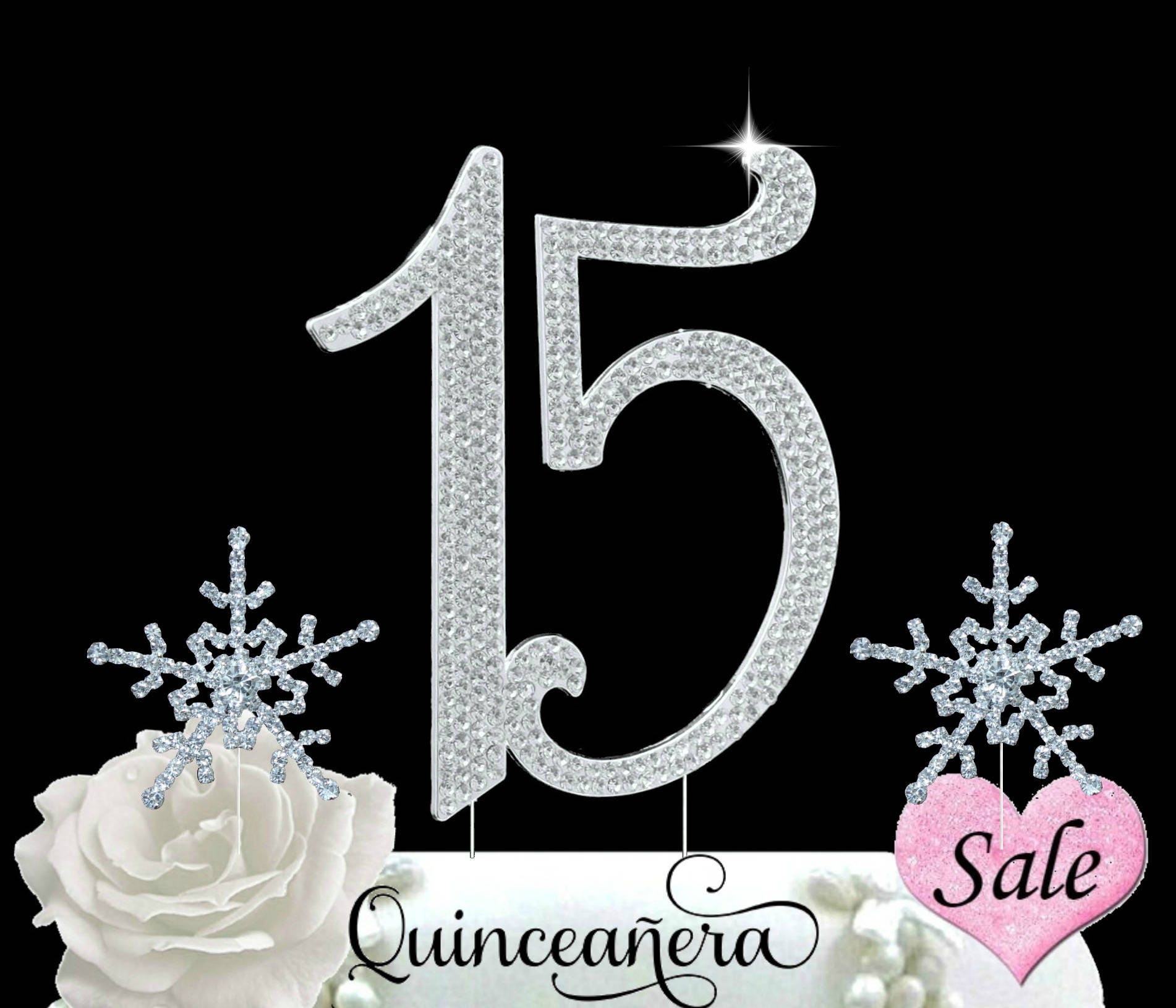 Quinceanera 15 birthday cake topper in gorgeous