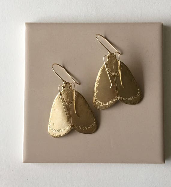 Items similar to Moth Earrings. Gold Moth Earrings. Statement Earrings ...