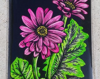 Original Rose Scratchboard Painting