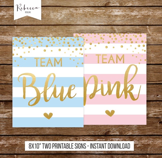 Gender reveal sign team blue team pink signs baby shower signs photo ...