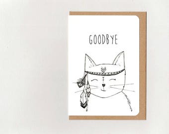 Cat goodbye card | Etsy