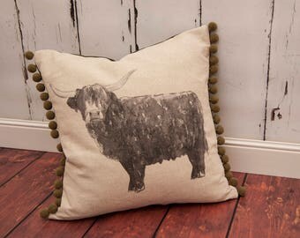 Highland cow cushion | Etsy