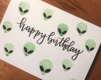 Alien birthday card | Etsy