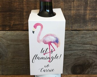 Flamingo wine label | Etsy