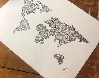 Mandala world map | Etsy