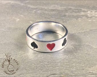 playing cards Ringdelicate hand carving925Solid Sterling