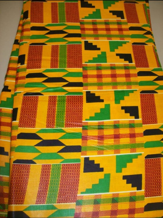6 Yards Wholesale multi colors Kente Print in Orange green